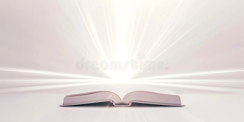 Large Open Book with Rays Emanating from Center of Book in Delicate ...