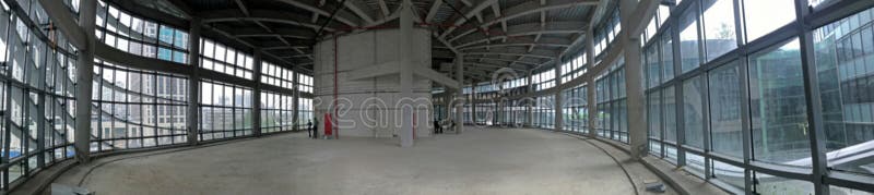 A Large, Open Building Interior Under Construction Shows a Panoramic ...