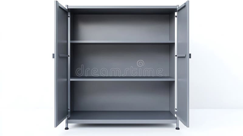 A Large, Open Cabinet with Three Shelves Stock Illustration ...
