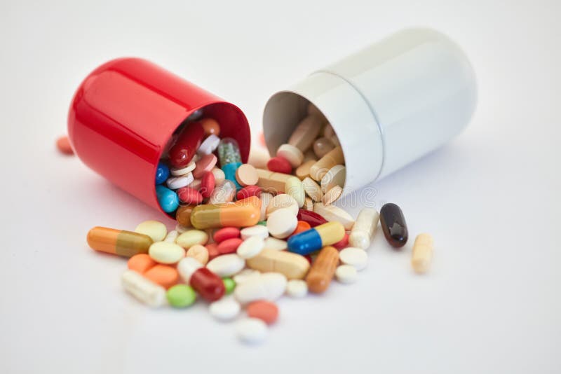 Large Open Capsule with Many Medications Stock Photo - Image of ...
