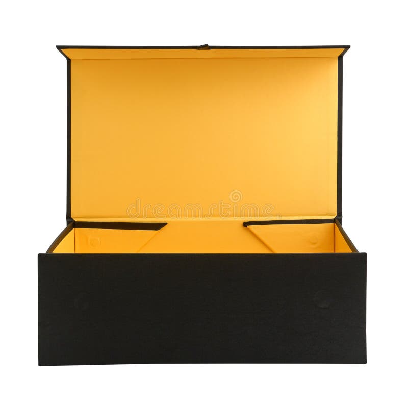 Large Open Cardboard Packing Box, Covered with Black Cloth, Close-up ...