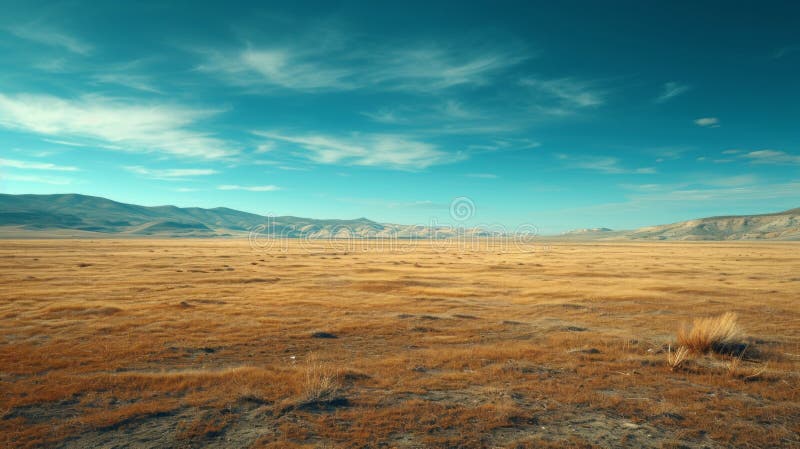 A Large Open Field with Mountains in the Background, AI Stock Image ...