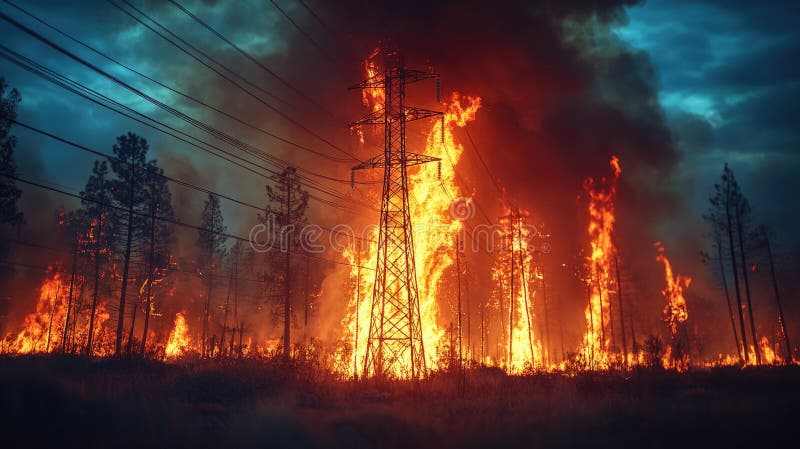 A Large Open Flame Burning in a Rural Landscape, Suitable for Use in ...