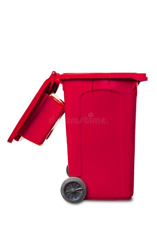 Large Open Lid Red Garbage Bin Stock Photo - Image of path, recycle ...