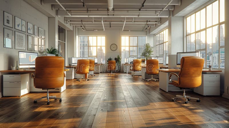 A Large Open Office with Lots of Desks and Chairs, AI Stock Image ...