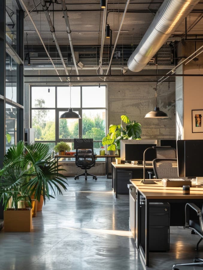 A Large Open Office Space with a Lot of Natural Light and Greenery ...