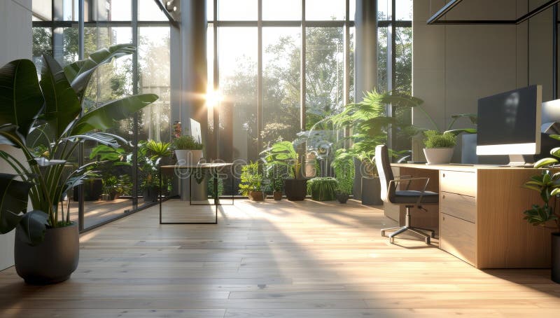 A Large Open Office Space with a Lot of Plants by AI Generated Image ...