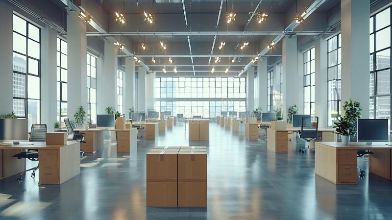 A Large Open Office Space with Many Desks and Chairs Stock Photo ...
