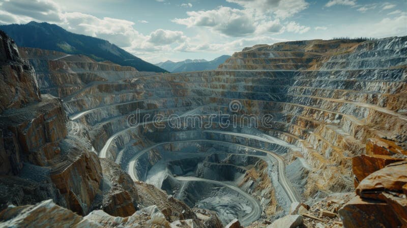 A Large Open Pit Mine Filled with Dirt and Soil Stock Photo - Image of ...