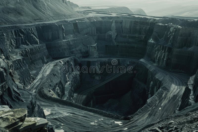 A Large Open Pit Mine in a Mountain Setting Stock Photo - Image of ...