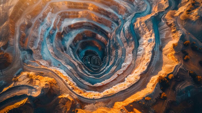 Large Open Pit Mine Surrounded by Rugged Terrain Showcases the ...