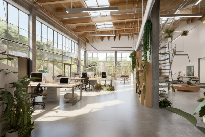 A Large Open Room with a Lot of Windows. AI Generative Image. Stock ...