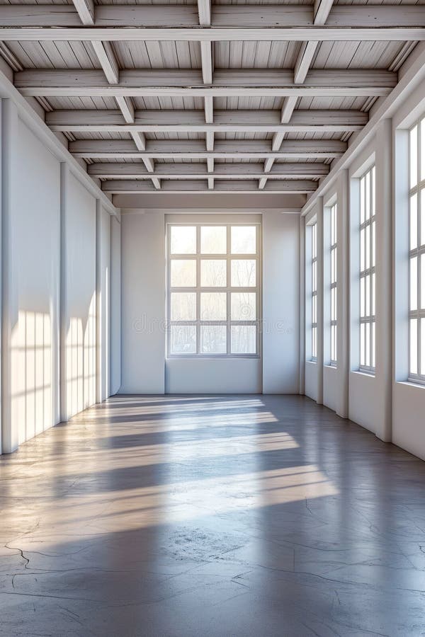 Large Open Room with Many Windows and Skylights. Generative AI Stock ...