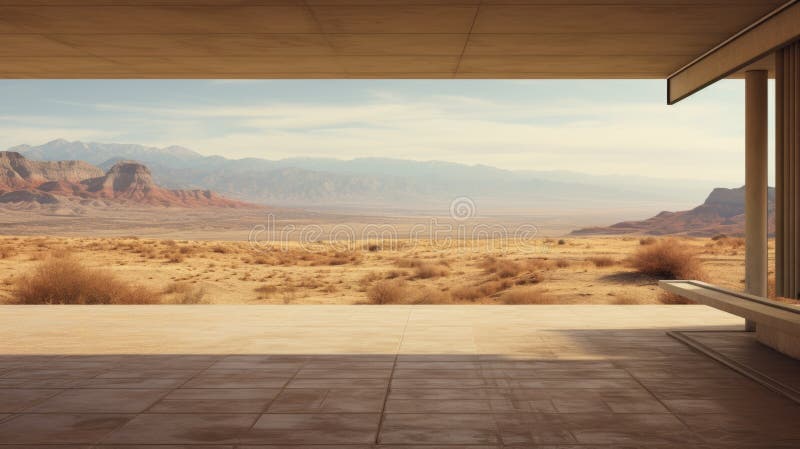 Desert View: a Modernist Landscape in an Empty Room Stock Illustration ...