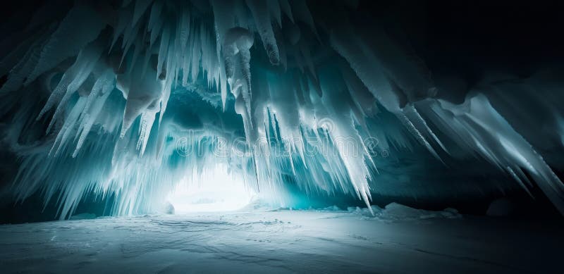 A Large, Open Space with Ice Formations Hanging from the Ceiling by AI ...
