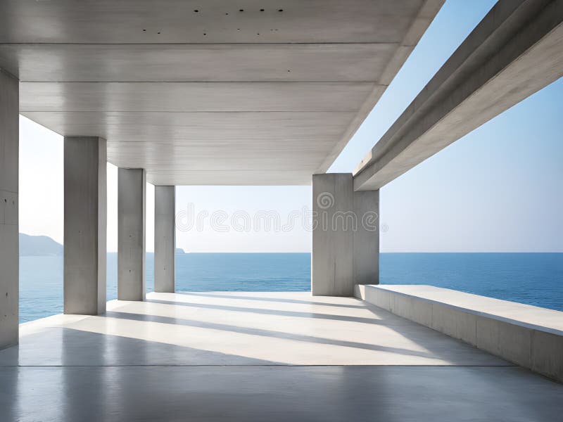 A Large Open Space with a View of the Ocean Stock Illustration ...