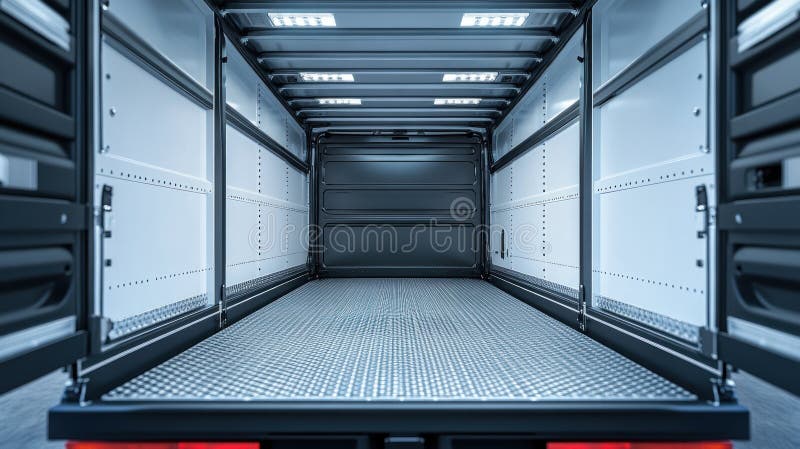 A Large Open Truck with a White Door Stock Photo - Image of cargo ...