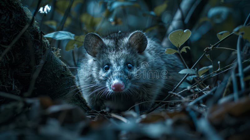Large Opossum in the Forest. Stock Image - Image of grey, mammal: 352920211