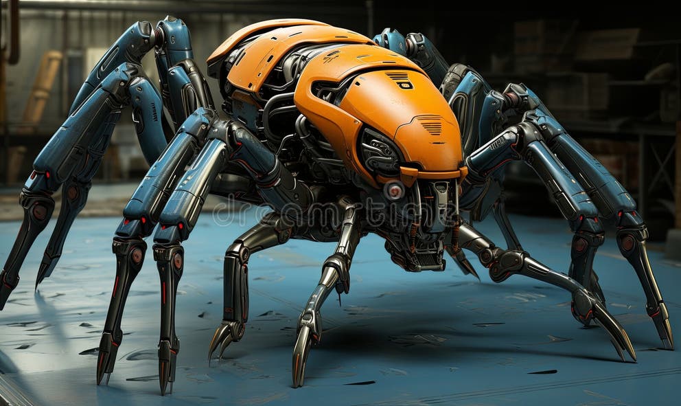 Large Orange and Black Spider on Table Stock Image - Image of creepy ...