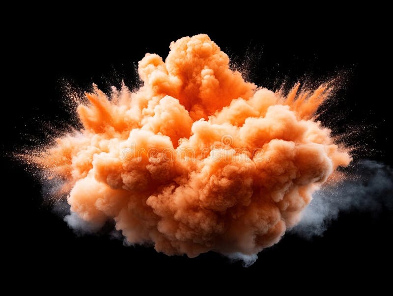A Large Orange Cloud of Powder on a Black Background Stock Illustration ...