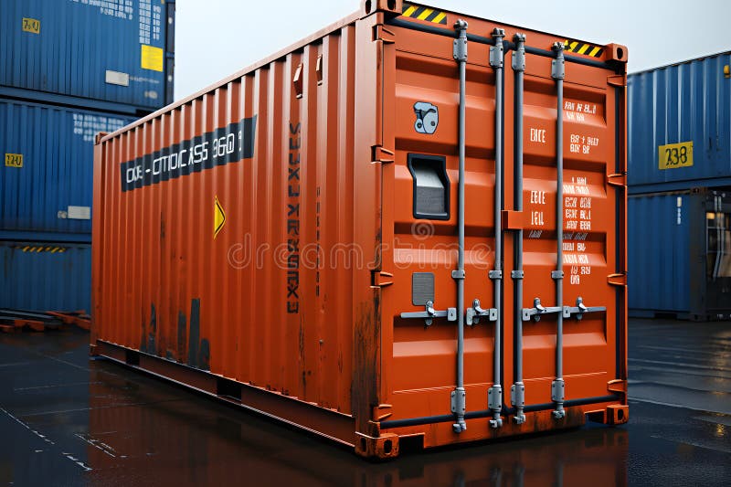 An Orange Container on a Wet Ground. AI Generated Stock Image - Image ...