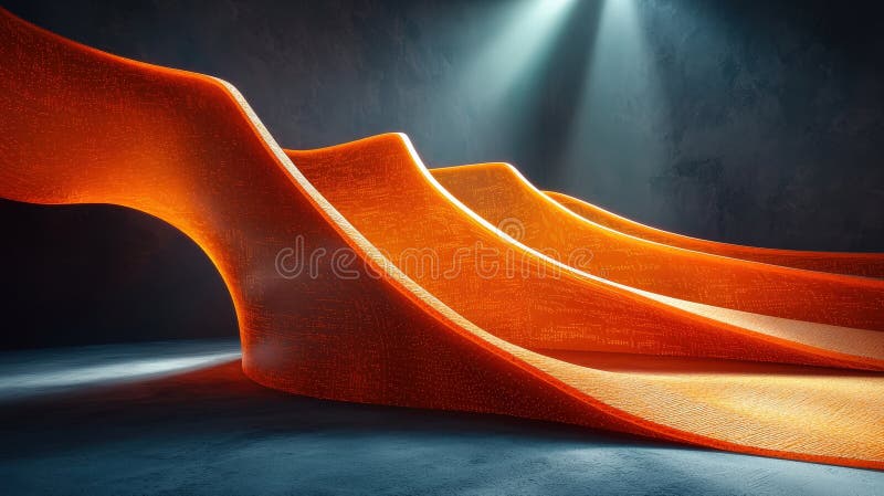 Large Orange Curved Chair Placement in Modern Interior Design Setting ...