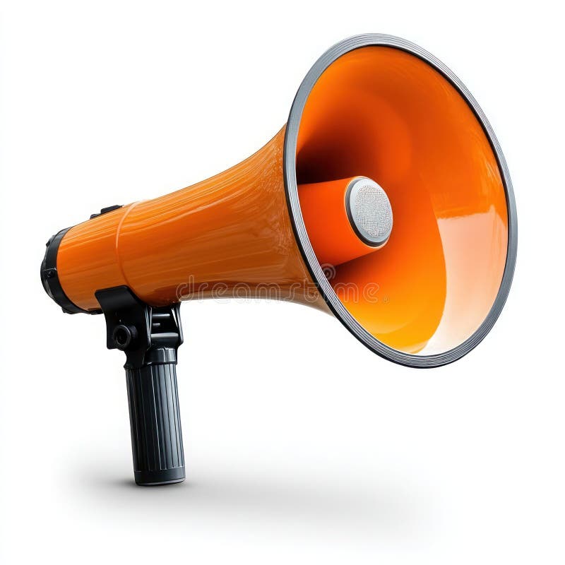 A Large Orange Microphone with a Black Handle Stock Illustration ...