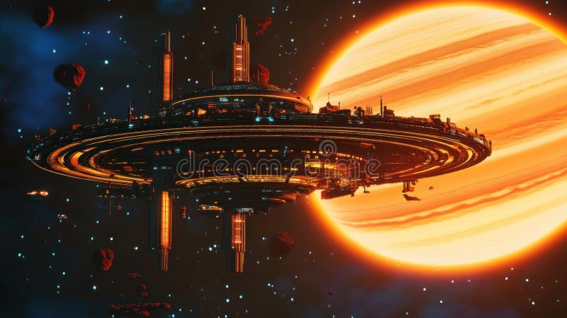 Large Orange Planet in Space with Visible Texture and Surface Details ...