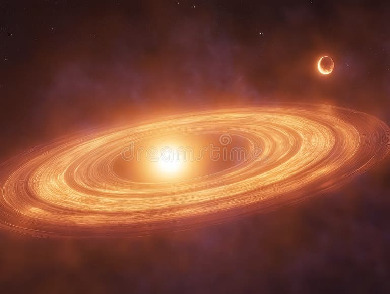 Large Orange Planet with a Sun in the Center Stock Photo - Image of ...