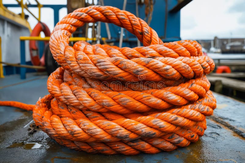 A Large Orange Rope on the Deck of a Boat. Generative AI Stock ...