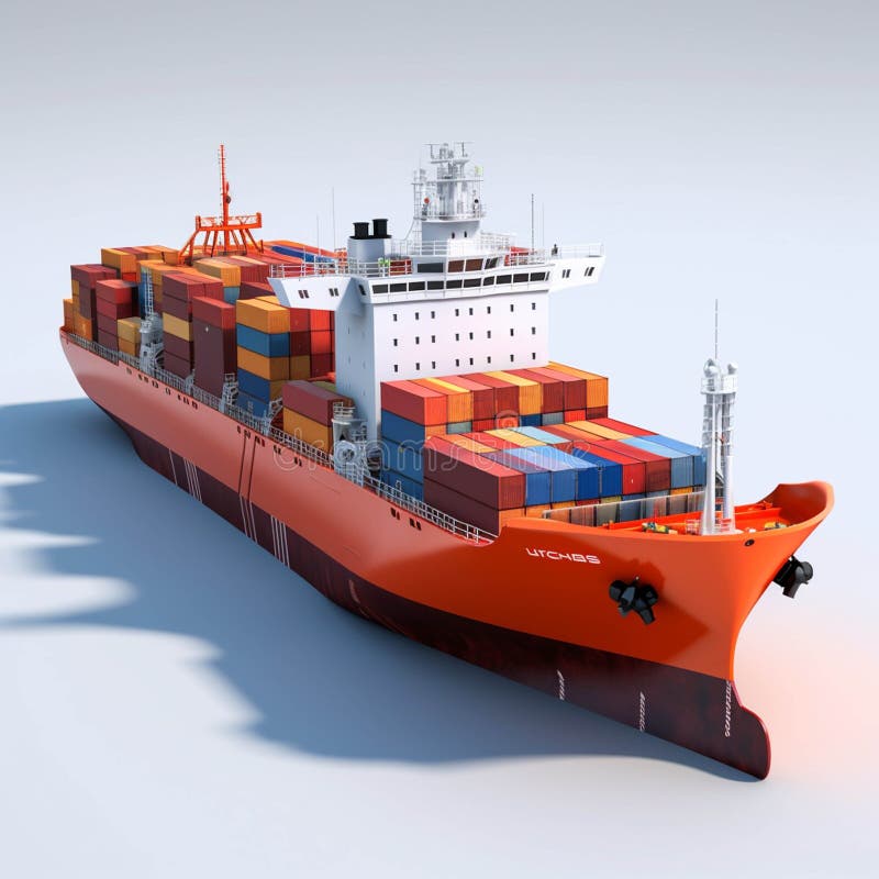 A Large Orange Ship with the Letters LTC on the Side Stock Illustration ...