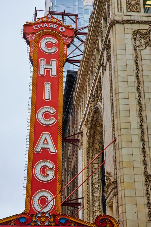 Large Orange Sign with Chicago in White Lettering on White Building ...