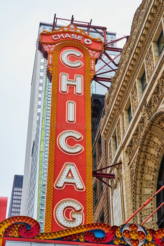 Large Orange Sign with Chicago in White Lettering Editorial Photo ...