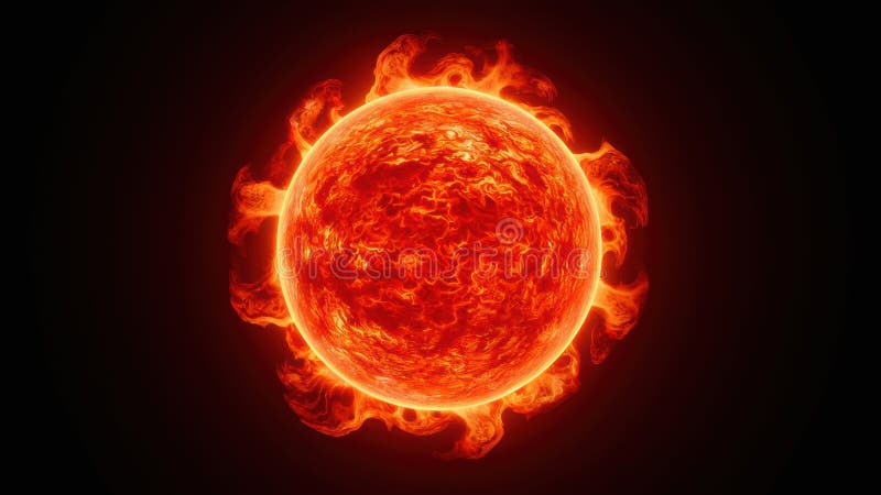 A Large Orange Sun with Flames on it, AI Stock Photo - Image of design ...