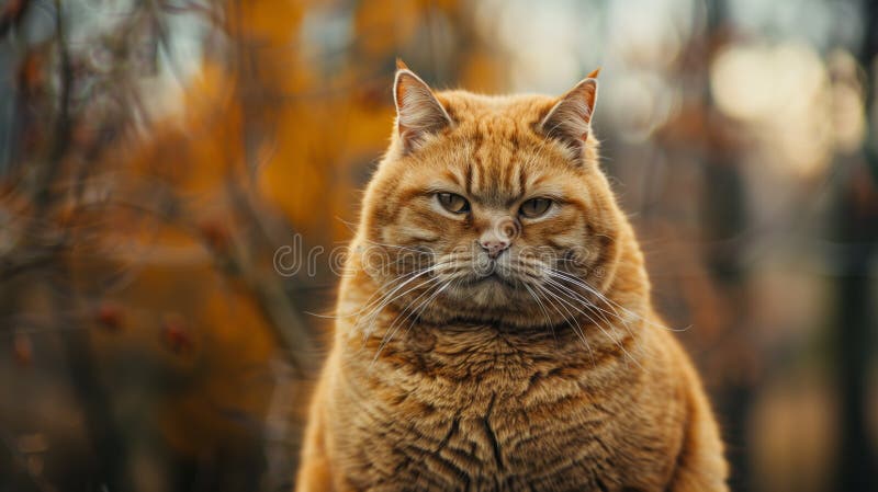 A Large Orange Tabby Cat Sits on a Tree Branch, Looking Intently at ...