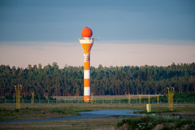 Large Orange Tower in the Airport Surrounded by Trees Stock Photo ...
