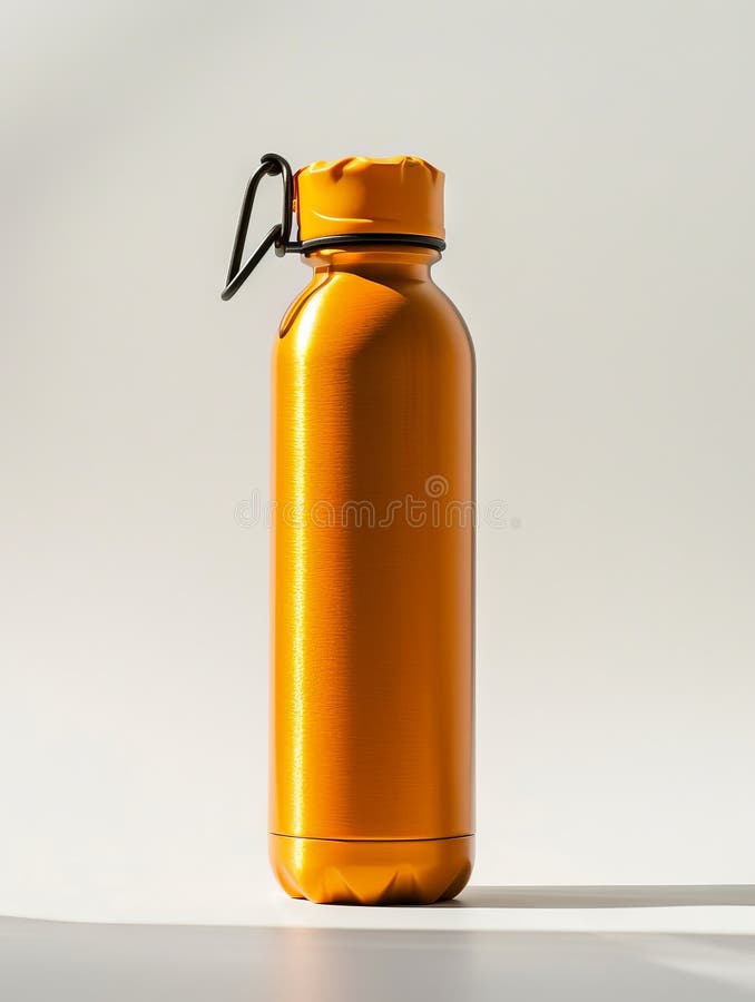 A Large Orange Water Bottle on a White Background Stock Image - Image ...