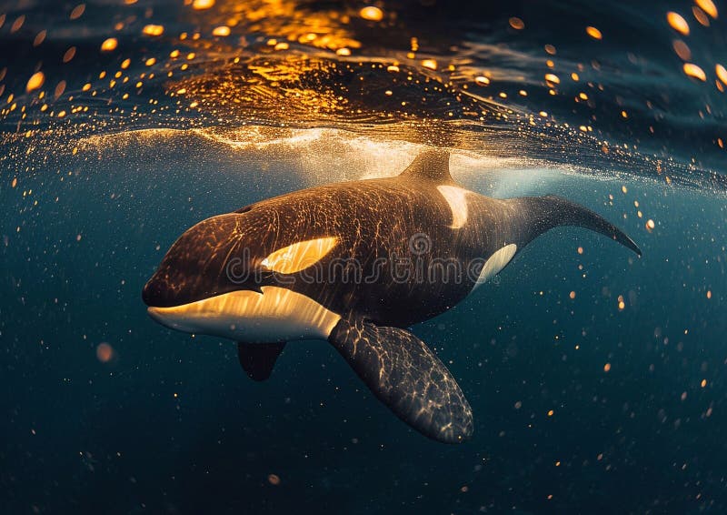 Large Orca Killer Whale Predator Swimming in Ocean.Macro.AI Generative ...