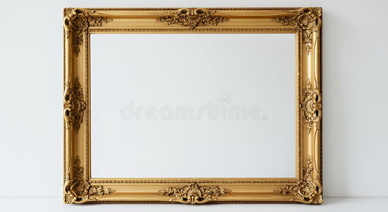 Large Ornate Gold Frame Mirror on White Background Stock Illustration ...