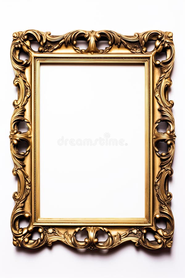 Large Ornate Rectangle Picture Frame Template with Copy Space on White ...