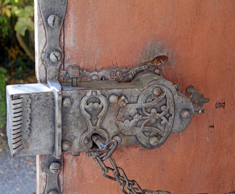 Large ornate vintage lock stock image. Image of lock - 187773825
