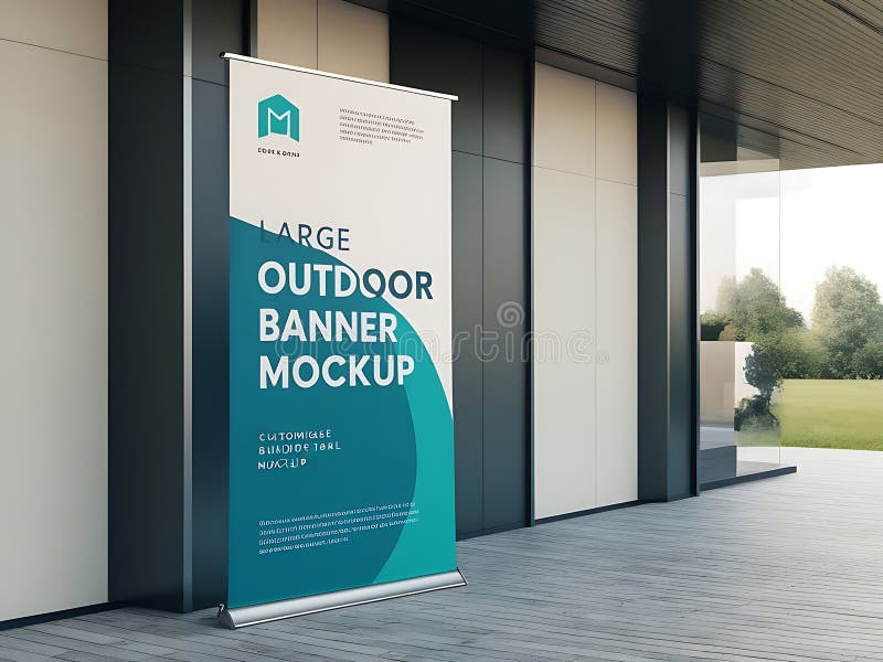 Large Outdoor Banner Mockup Displayed Near Modern Building Stock Image ...