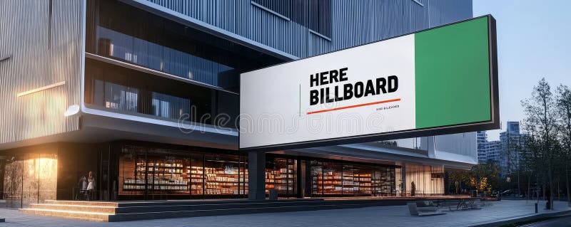 Large Outdoor Billboard Displays Simple Advertisement in Modern Urban ...