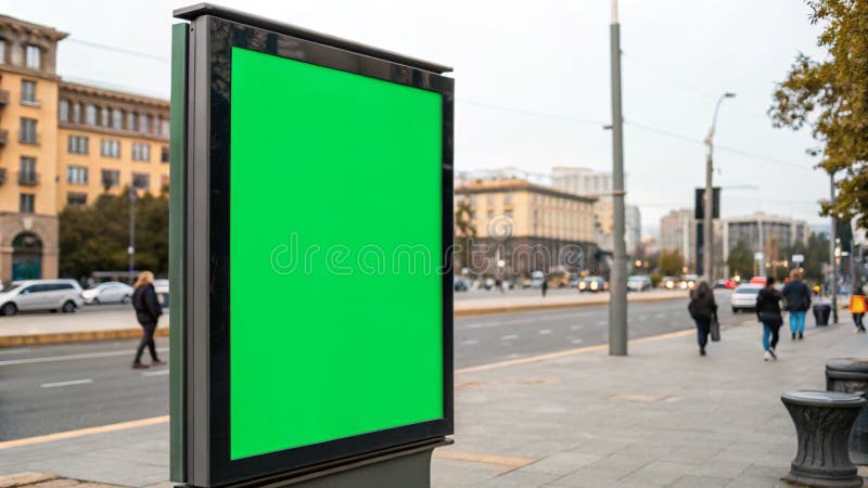 Close Up Billboard with Green Screen Display in Outdoor Setting ...