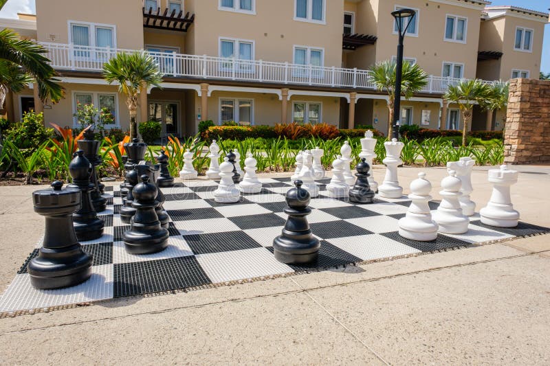 Large Outdoor Chess Set beside a Hotel at a Tropical Resort on a Sunny ...