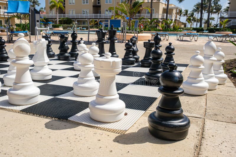 Large Outdoor Chess Set at a Resort Poolside on a Sunny Day Editorial ...