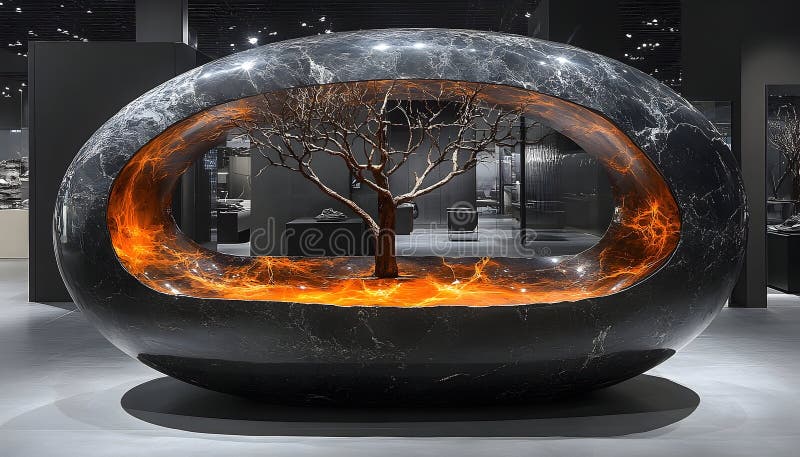 Fiery Marble Sculpture stock illustration. Illustration of gallery ...