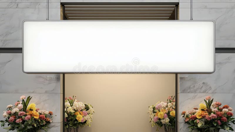 Large Overhead Sign Hanging from a Ceiling in a Commercial or Public ...
