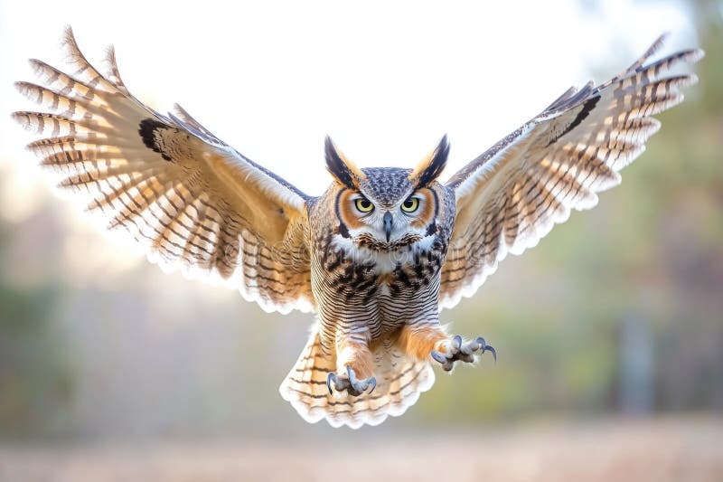 A Large Owl in Flight, Soaring through the Air Stock Photo - Image of ...