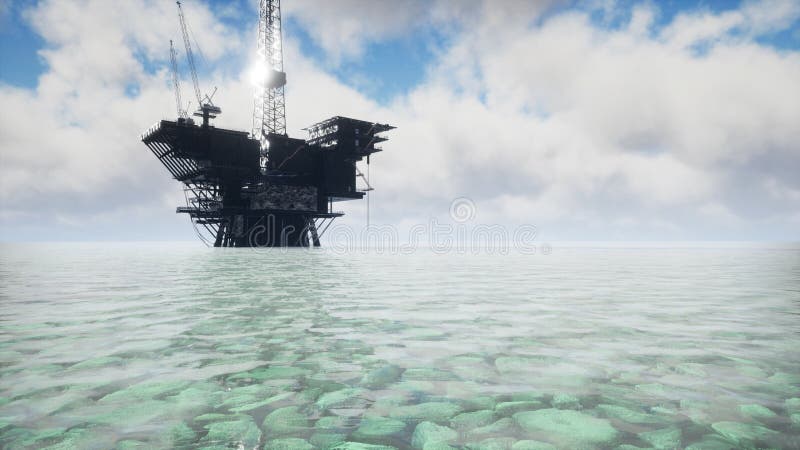 Large Pacific Ocean Offshore Oil Rig Drilling Platform Stock Photo ...